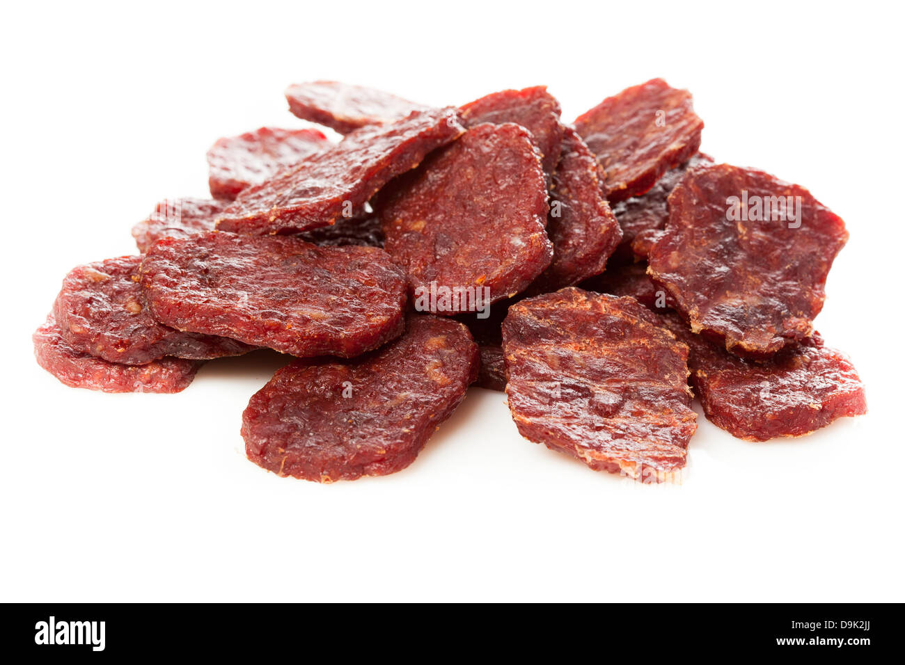 Dried Processed Beef Jerky against a background Stock Photo - Alamy