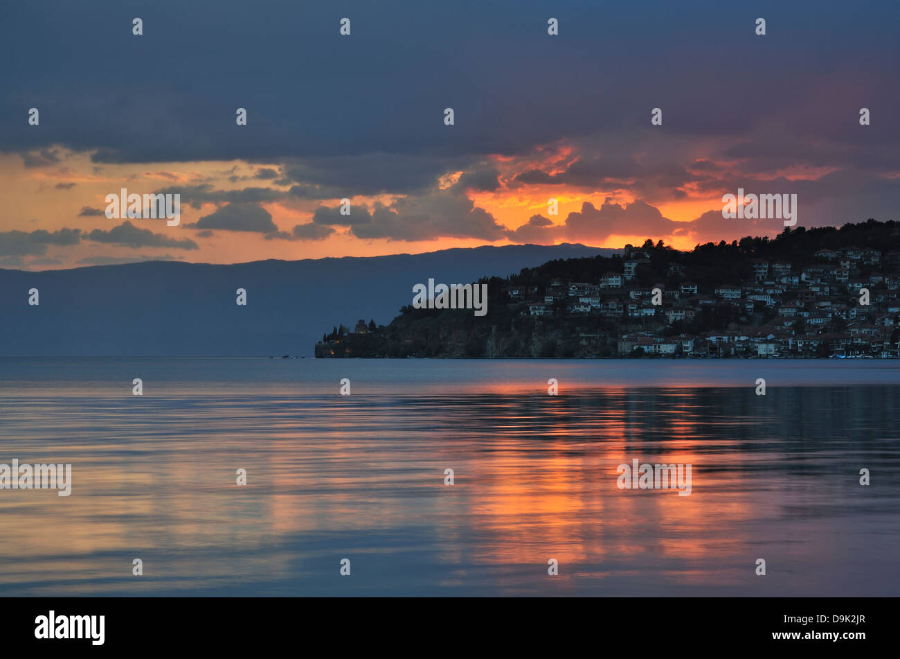 Lake Ohrid at sunset, Macedonia Stock Photo - Alamy