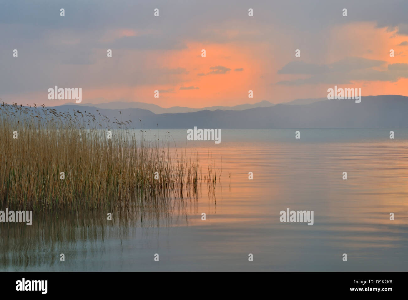 Lake Ohrid at sunset, Macedonia Stock Photo - Alamy