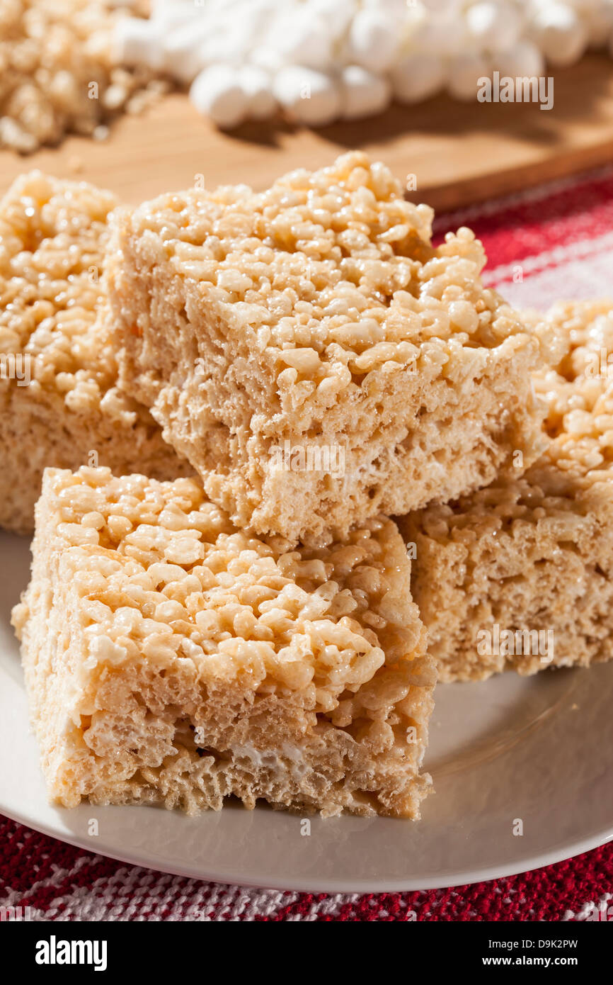 Homemade Marshmallow Crispy Rice Treat in bar form Stock Photo - Alamy