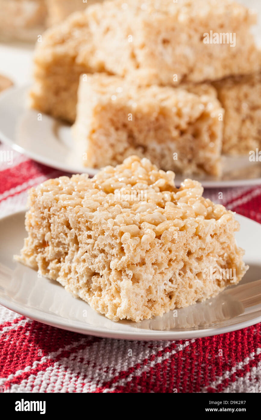 Homemade Marshmallow Crispy Rice Treat in bar form Stock Photo - Alamy