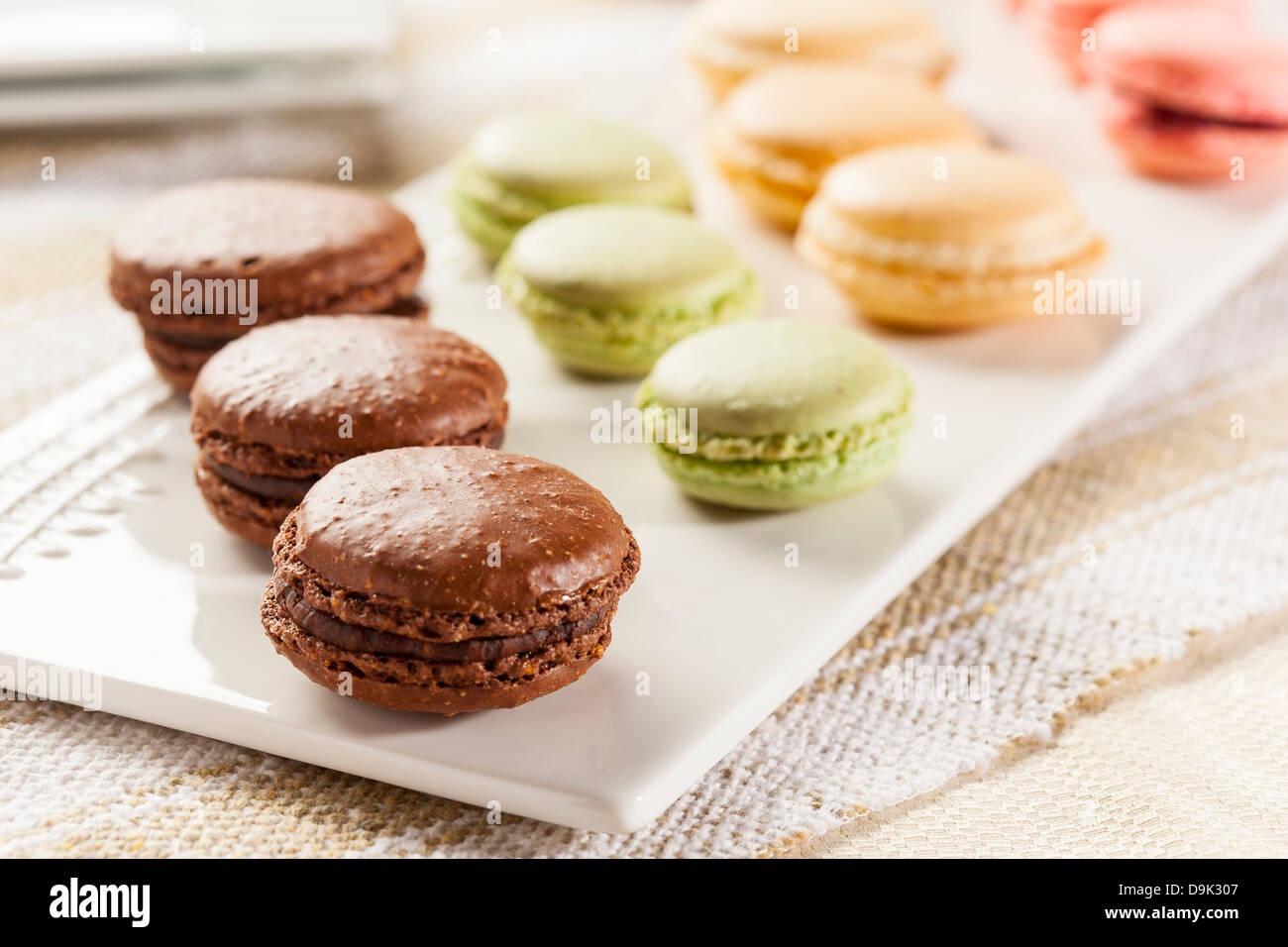Gourmet Colored Macaroon Cookies with a cream filling Stock Photo - Alamy
