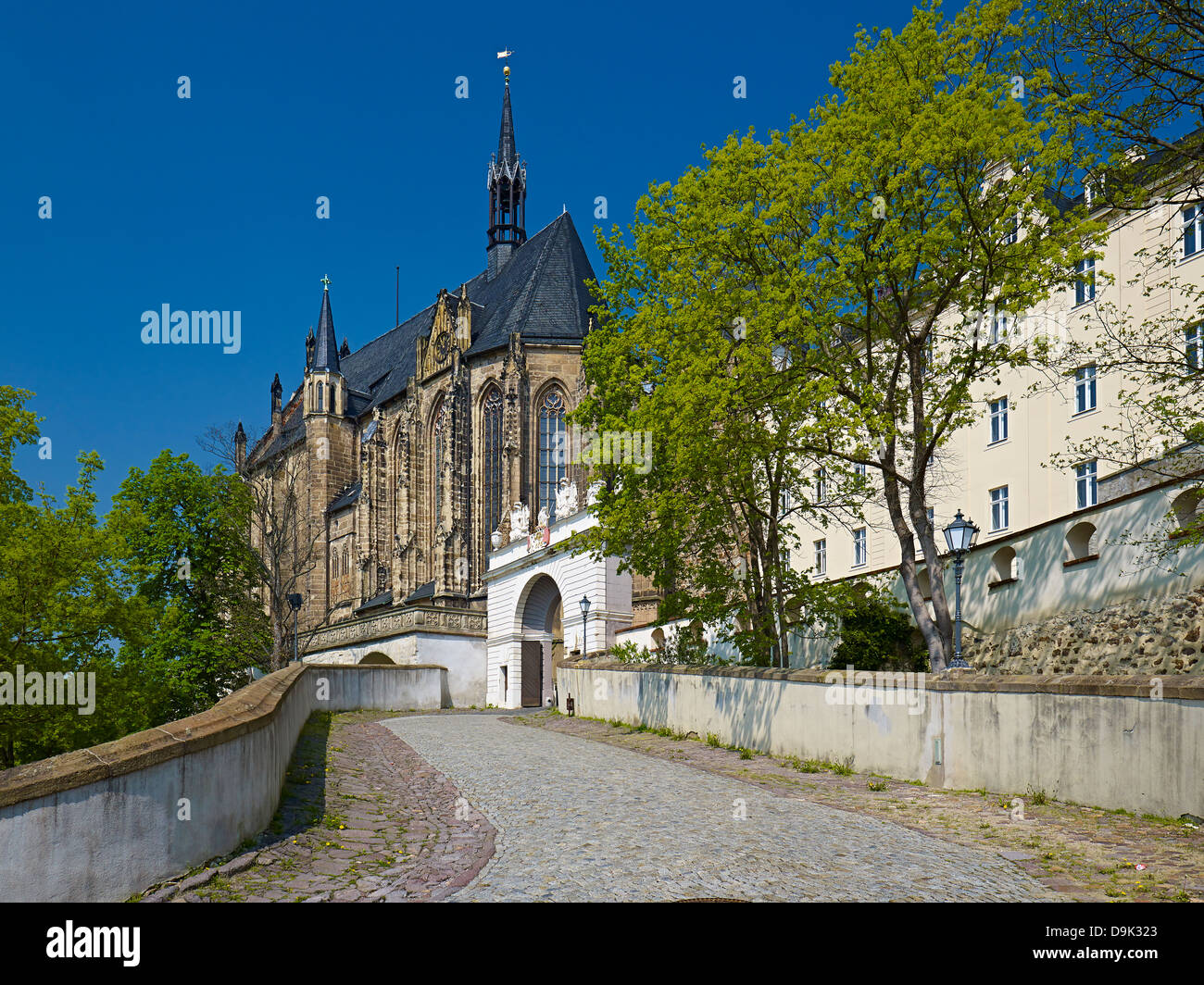 Driveway with Abbey and Castle Church of St. George, Altenburg Castle ...