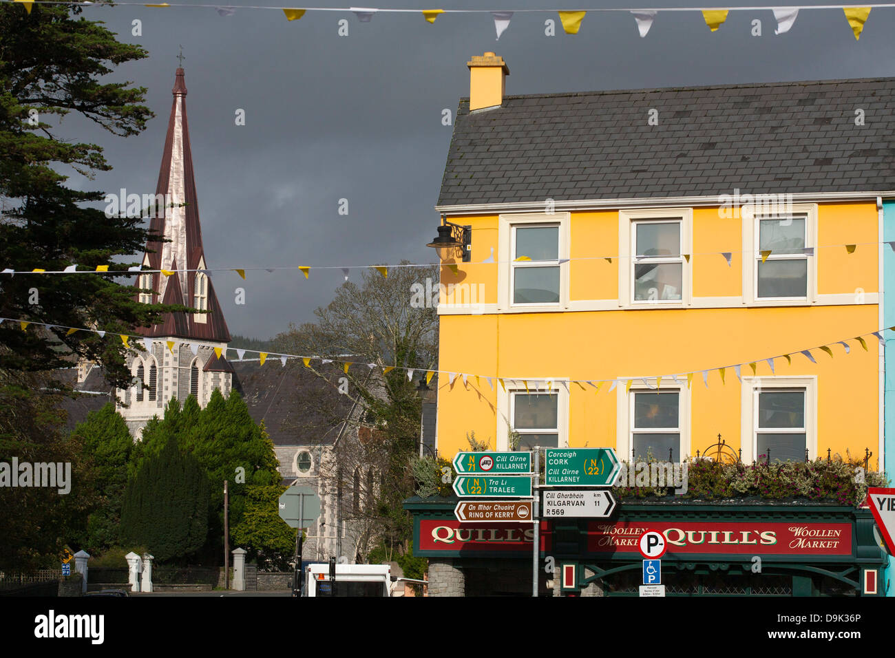 Colorful shops and buildings along the main street in the center of ...