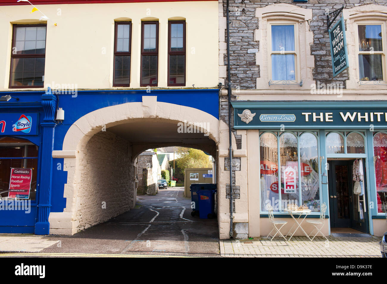 Colorful shops and buildings along the main street in the center of ...