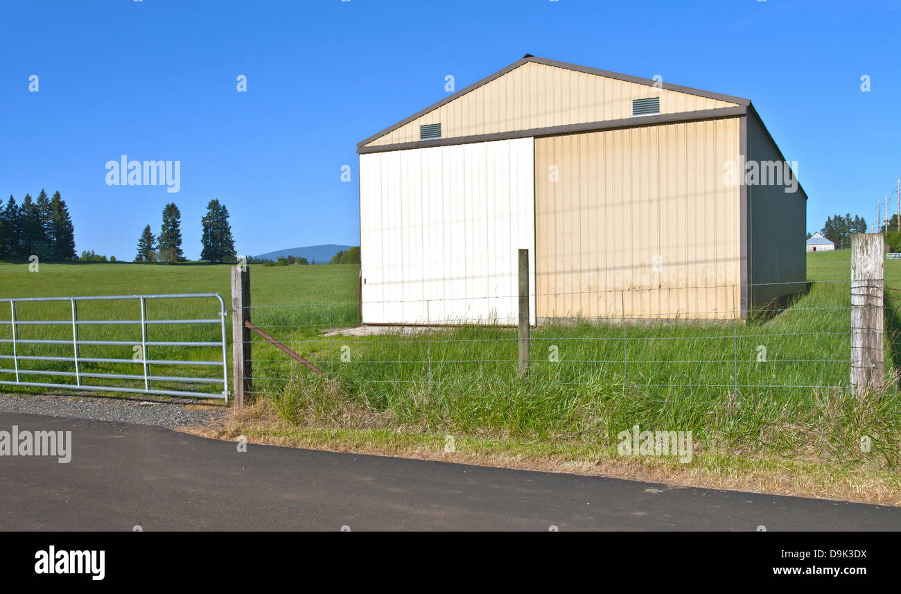 Large storage shed in a field Oregon Stock Photo - Alamy