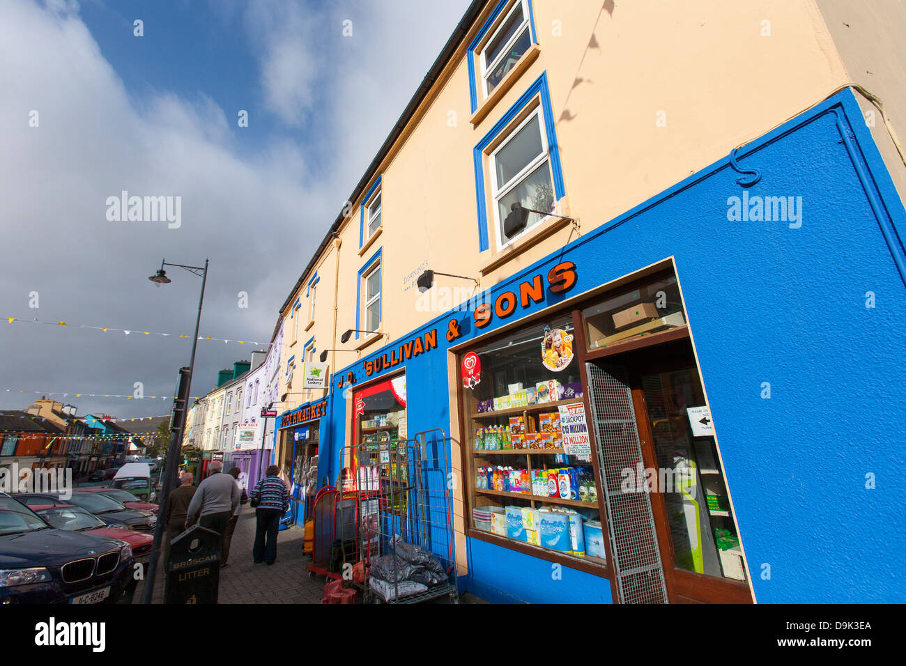 Colorful shops and buildings along the main street in the center of ...