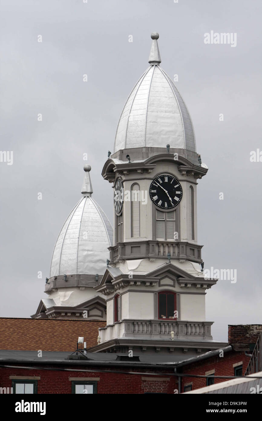 Clinton County courthouse court house tower dome white clock clocktower ...
