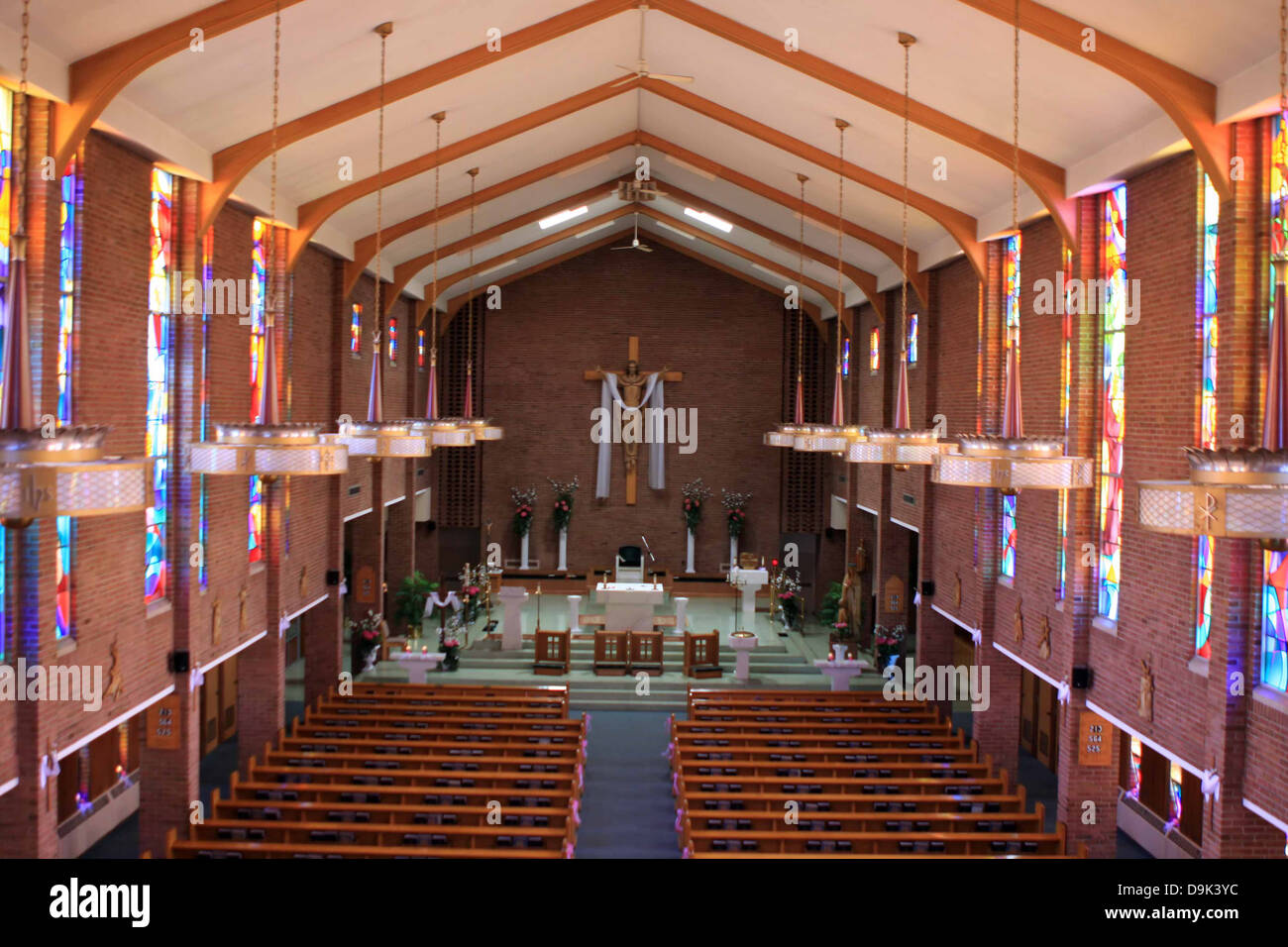 Christian Catholic church building cross religious stained glass ...