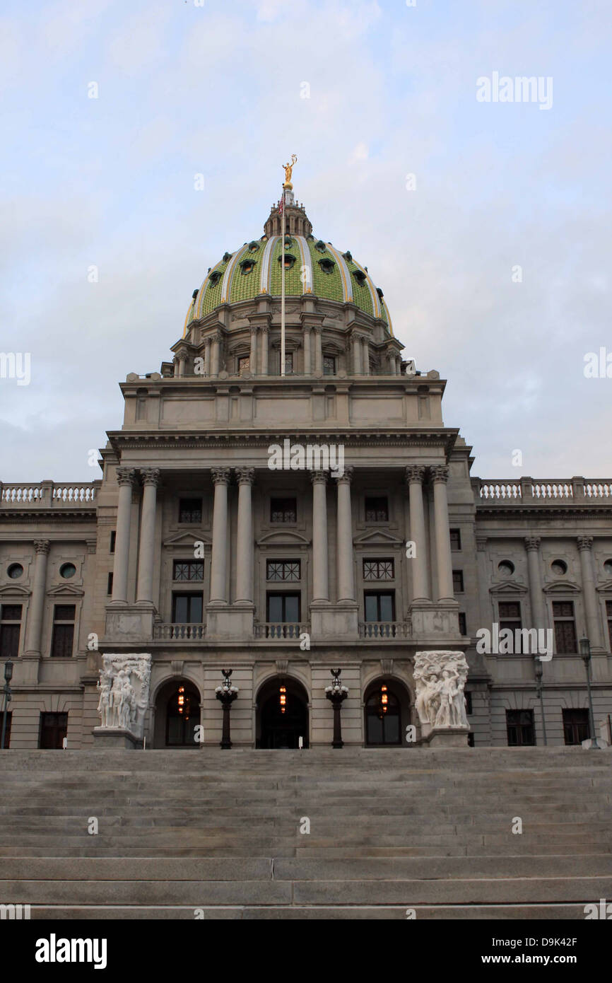 state capitol building in Harrisburg, PA, Pennsylvania, USA dome steps ...