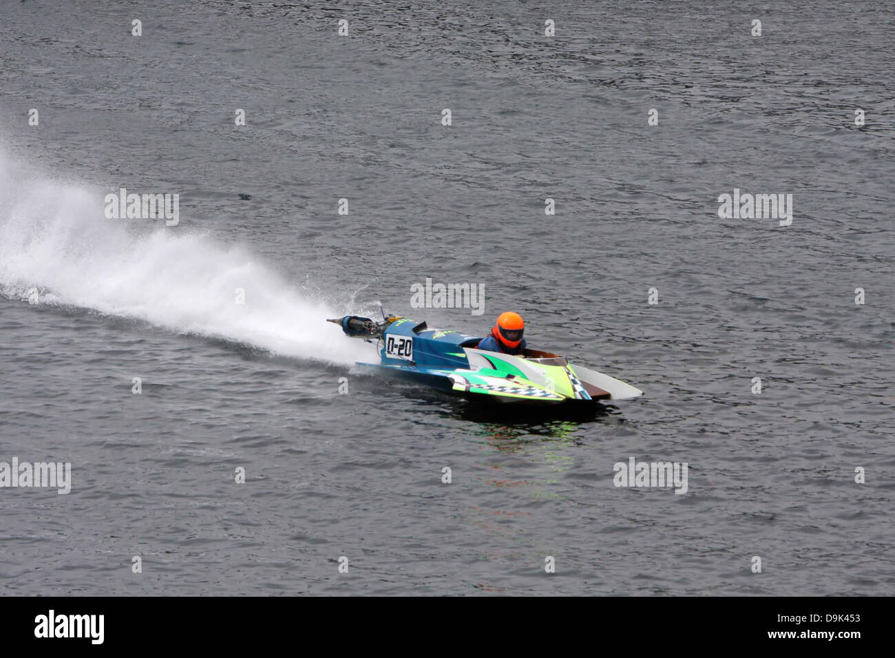 outboard boat races on water river Stock Photo - Alamy