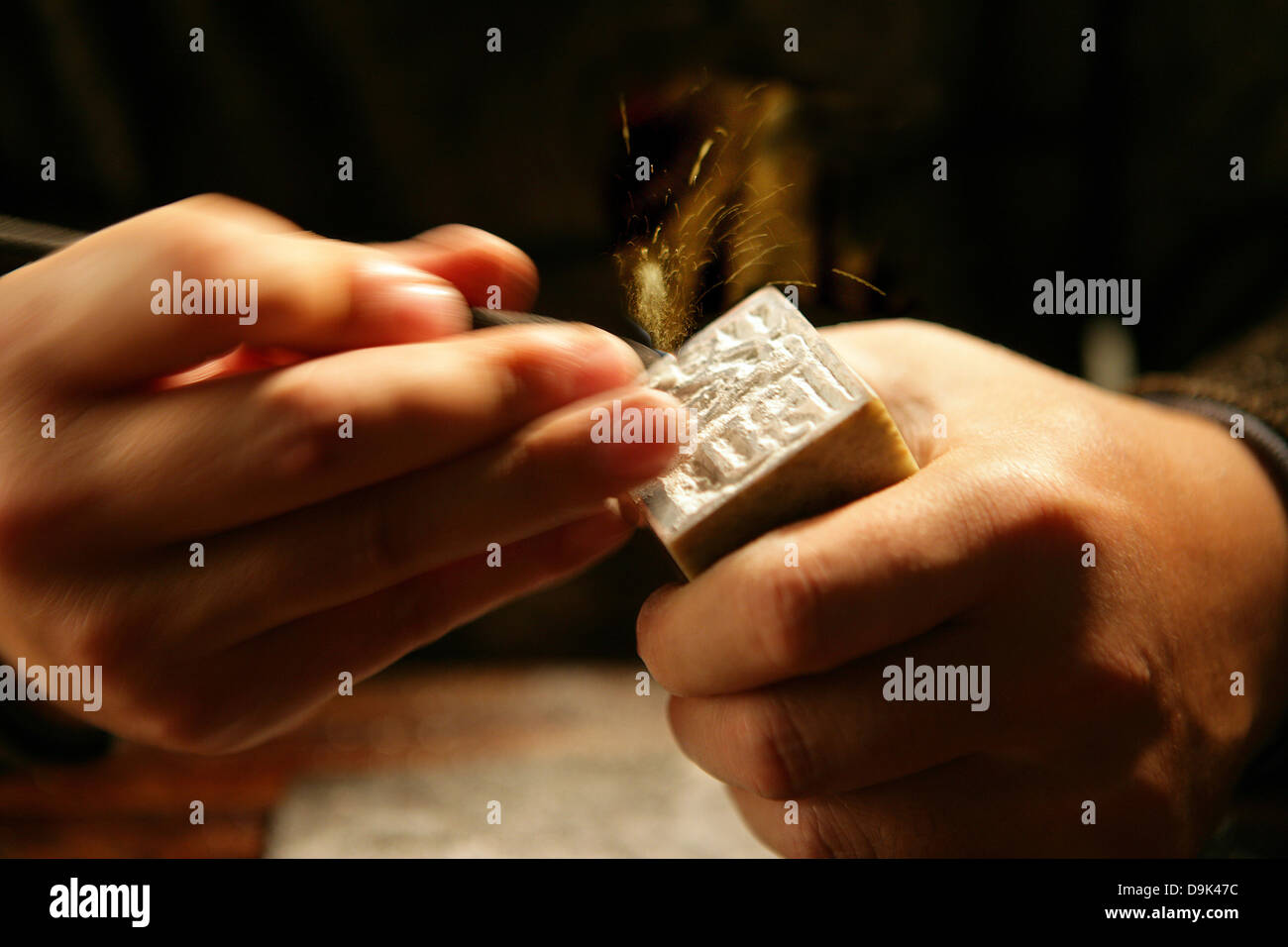 China,man's hands carving traditional chop,close-up Stock Photo - Alamy