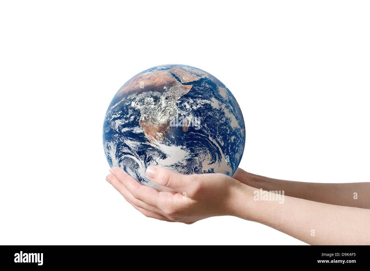 A hand holding a globe, saving environment recycle Stock Photo - Alamy