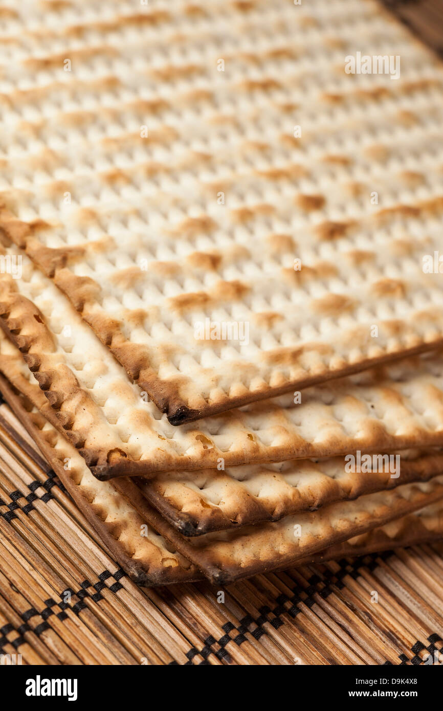 Homemade Kosher Matzo Crackers made with flour and water Stock Photo ...