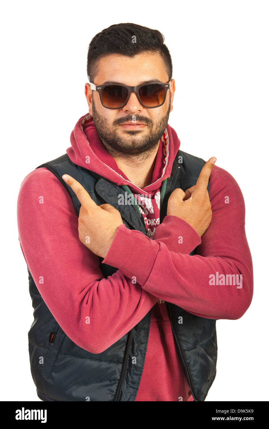 Young rapper man wearing sunglasses and gesturing isolated on white ...