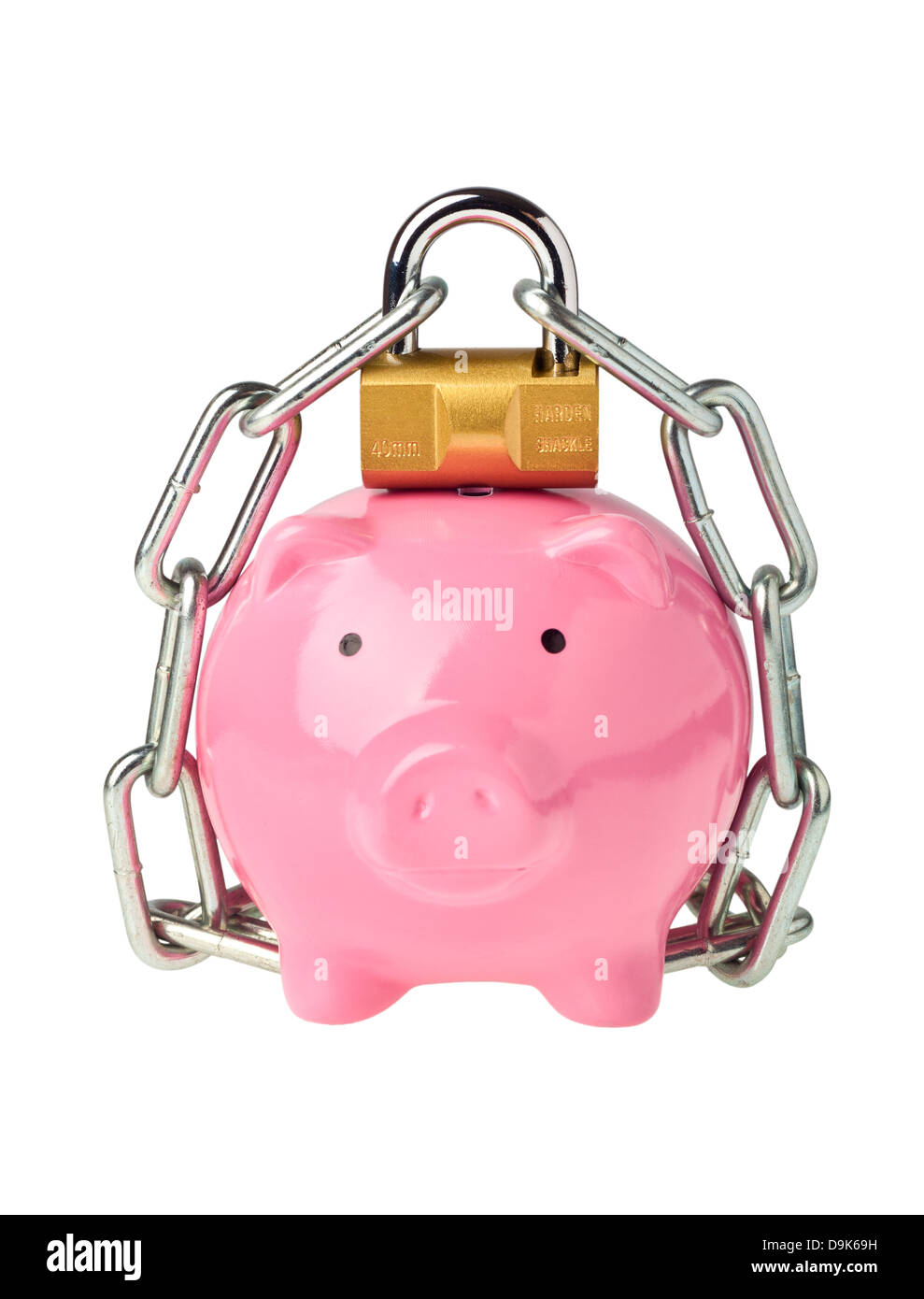 Piggy bank with lock and chain isolated on white background Stock Photo ...