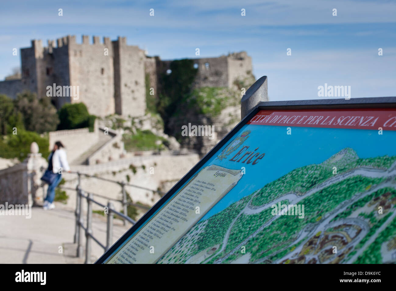 A Erice tourist information map with Castle of Venus in the background ...