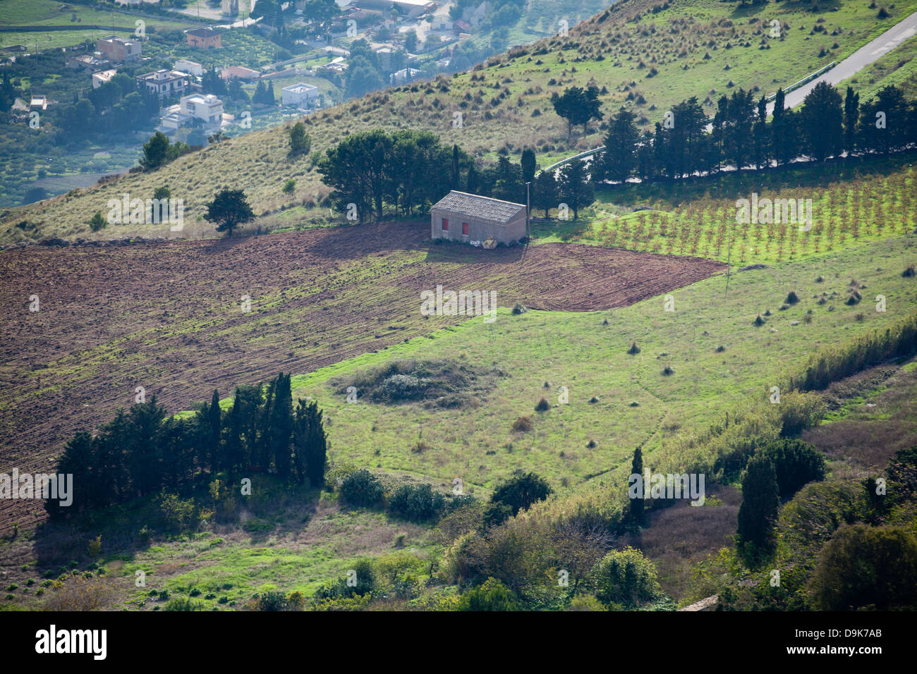 A hillside scene of Erice, Sicily Stock Photo - Alamy