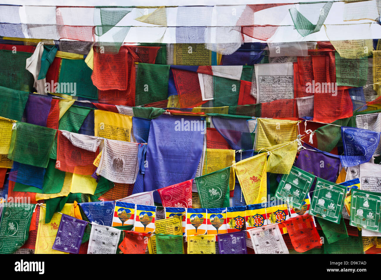 Prayer flag at a monastery, Shravasti, Uttar Pradesh, India Stock Photo ...