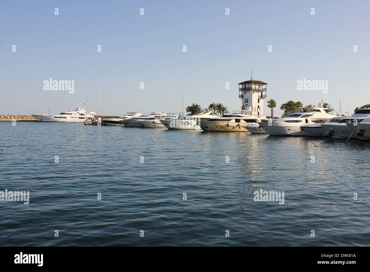 Luxury Superyachts In Puerto Portals Marina High Resolution Stock ...