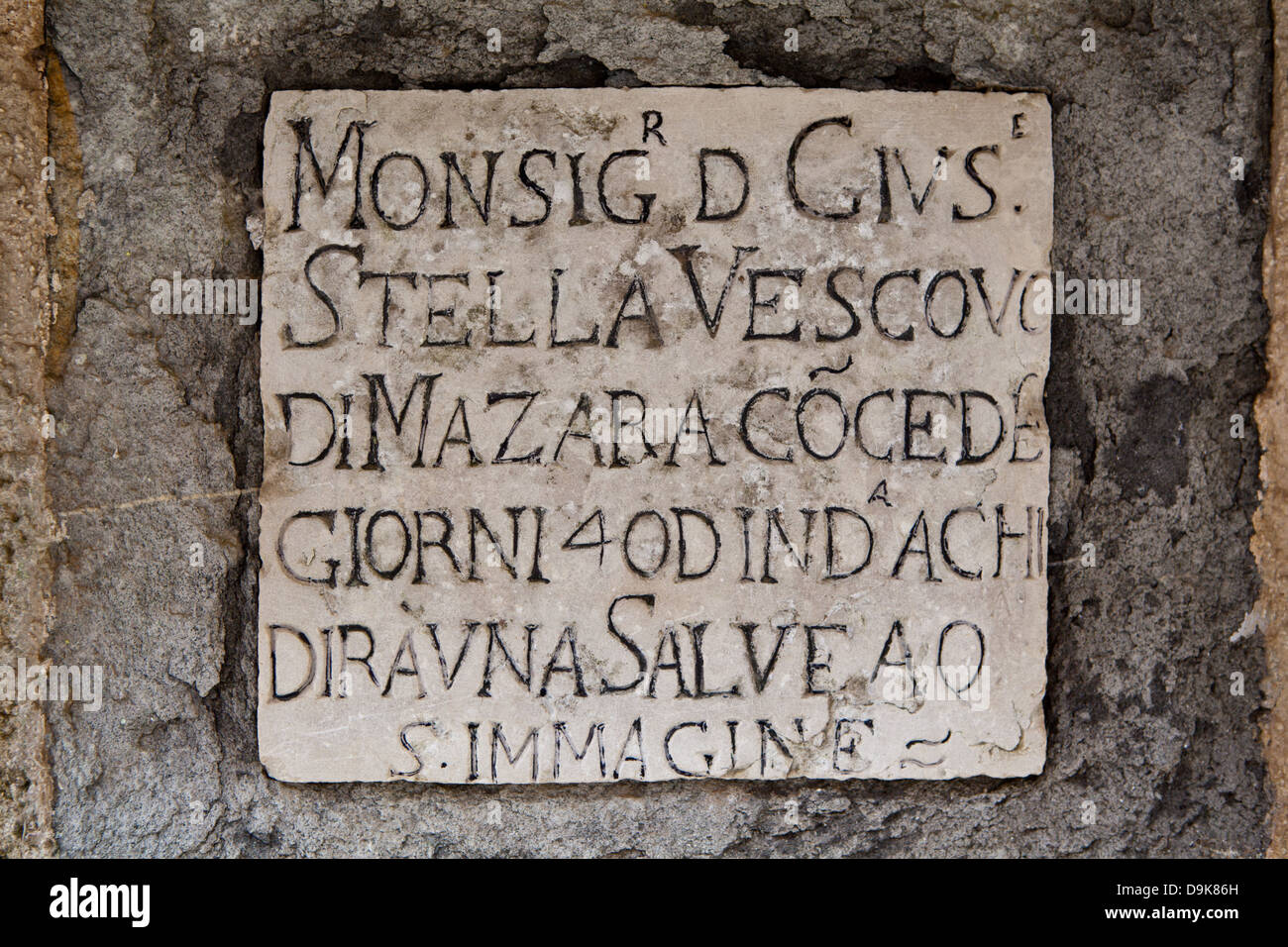 A shrine with its sign in the town of Erice, Sicily Stock Photo - Alamy