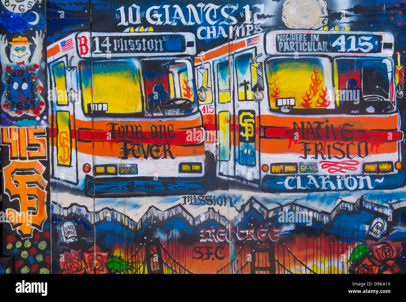 Murals in Mission District neighborhood in San Francisco Stock Photo ...
