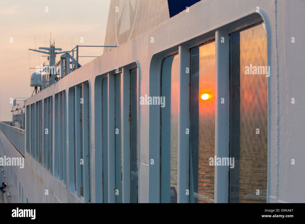 Sunset from a North Sea Ferry from Newcastle to Amsterdam Stock Photo ...