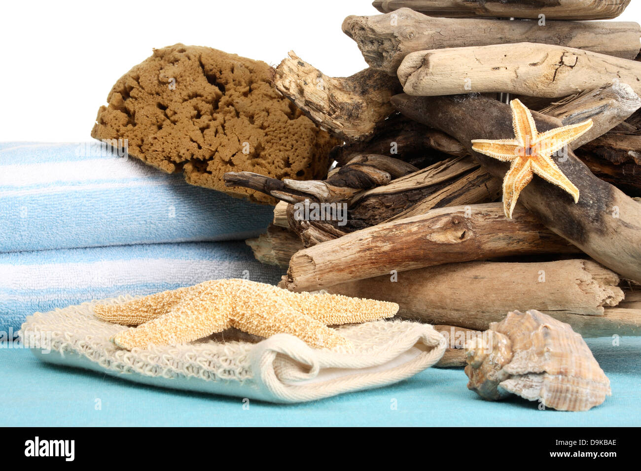 Bath utensils with driftwood Stock Photo - Alamy