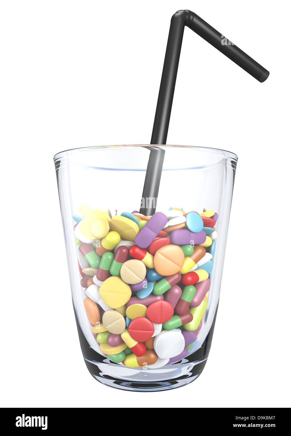 glass with many different colorful drugs and black straw inside Stock ...