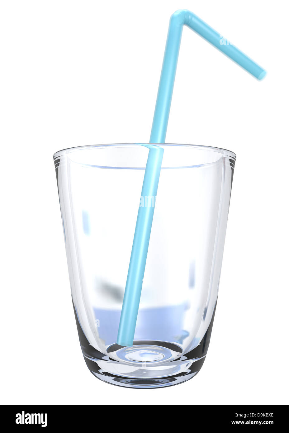 empty glass with blue straw - isolated on white background Stock Photo ...