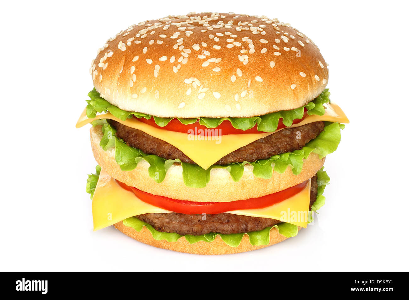 Big hamburger on white background Stock Photo - Alamy