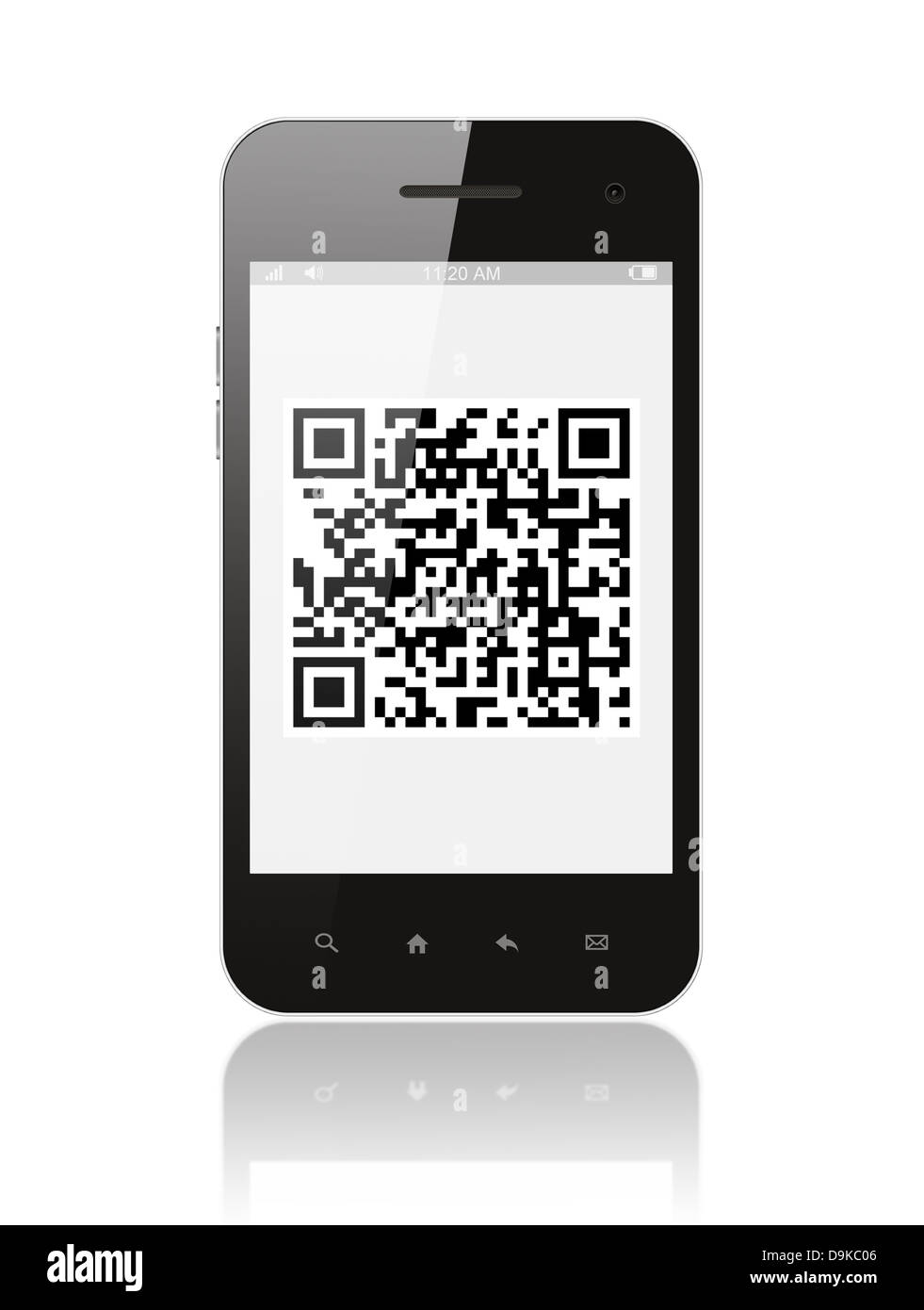 Smart phone with QR code on white background Stock Photo - Alamy