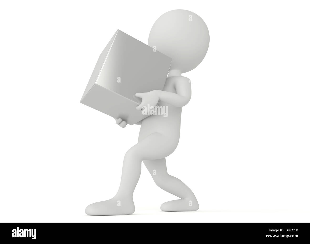 3d humanoid character hold a cube on white background Stock Photo - Alamy