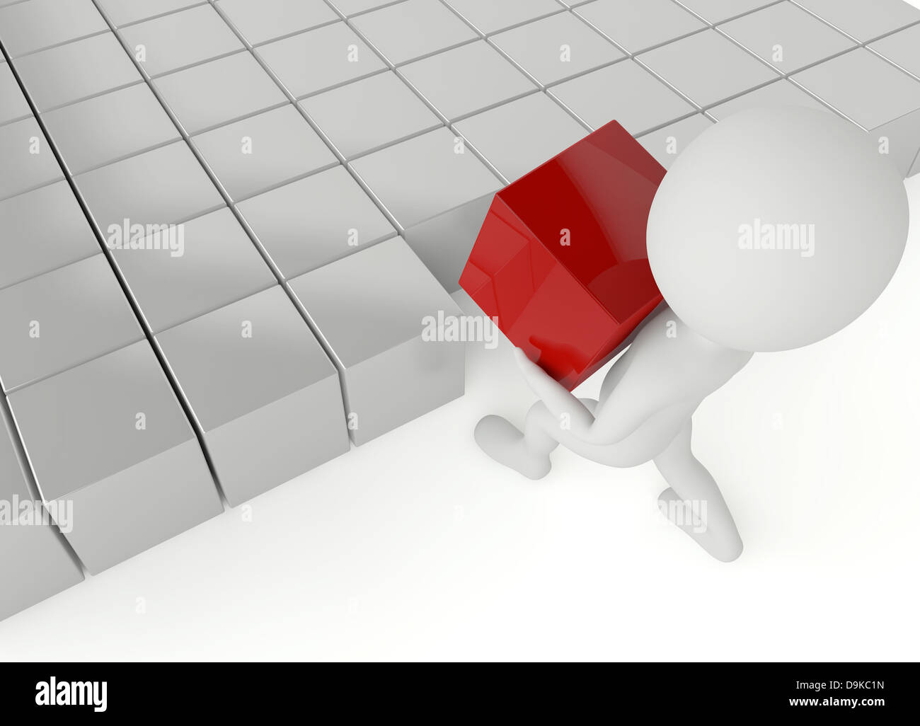 3d humanoid character hold a cube business success concept Stock Photo ...