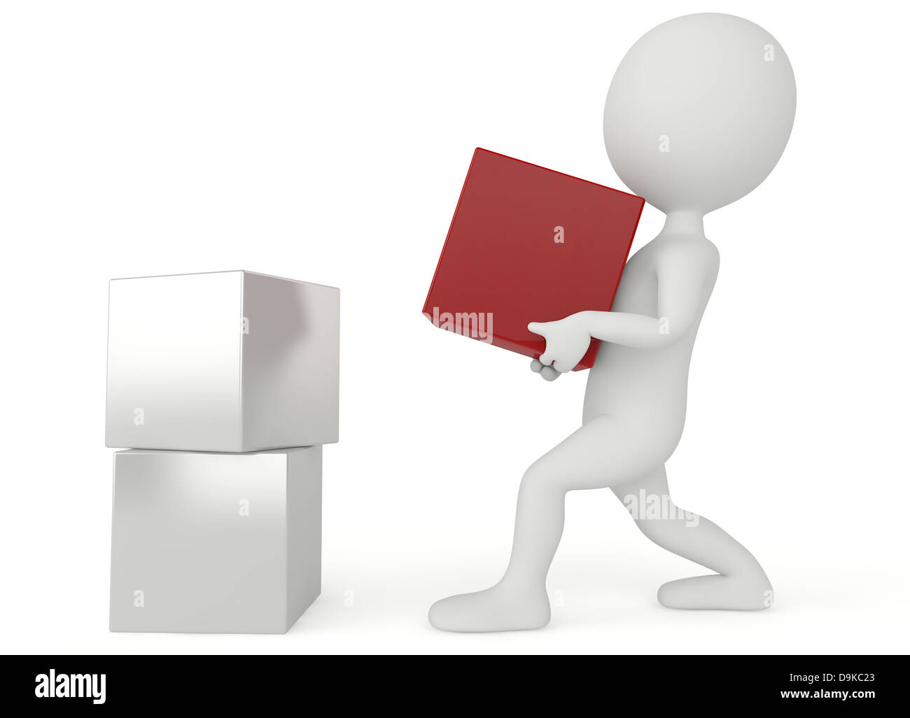 3d humanoid character hold a red box on white business success concept ...