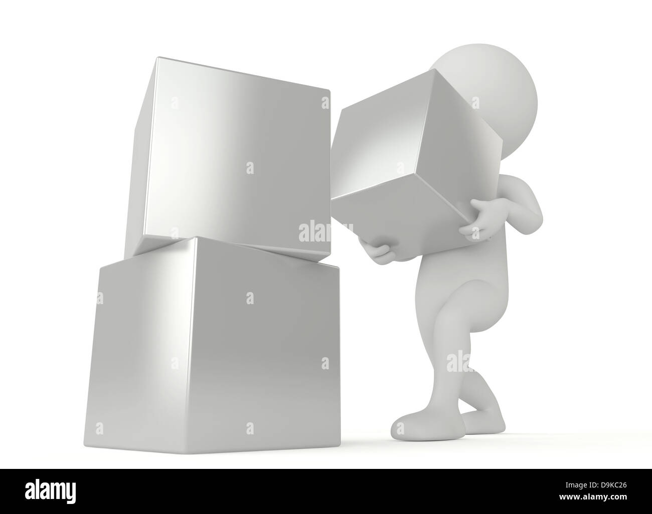 3d humanoid character hold a cube business success concept Stock Photo ...