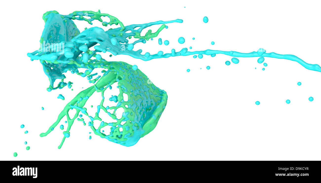 blue and turquoise paint splashes isolated on white Stock Photo - Alamy