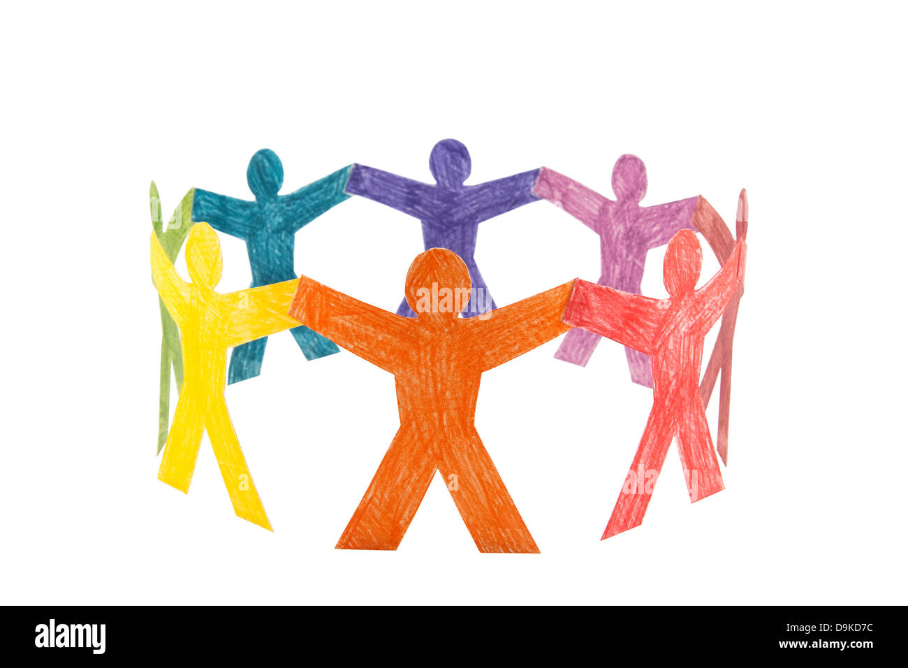 Circle of colorful people with clipping path Stock Photo - Alamy