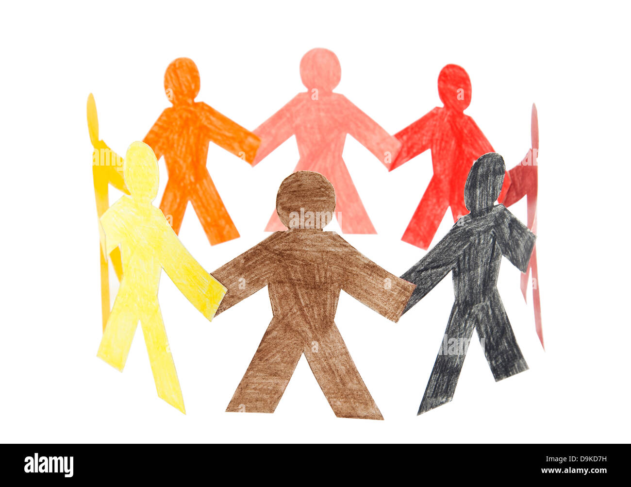 Circle of colourful people with clipping path Stock Photo - Alamy