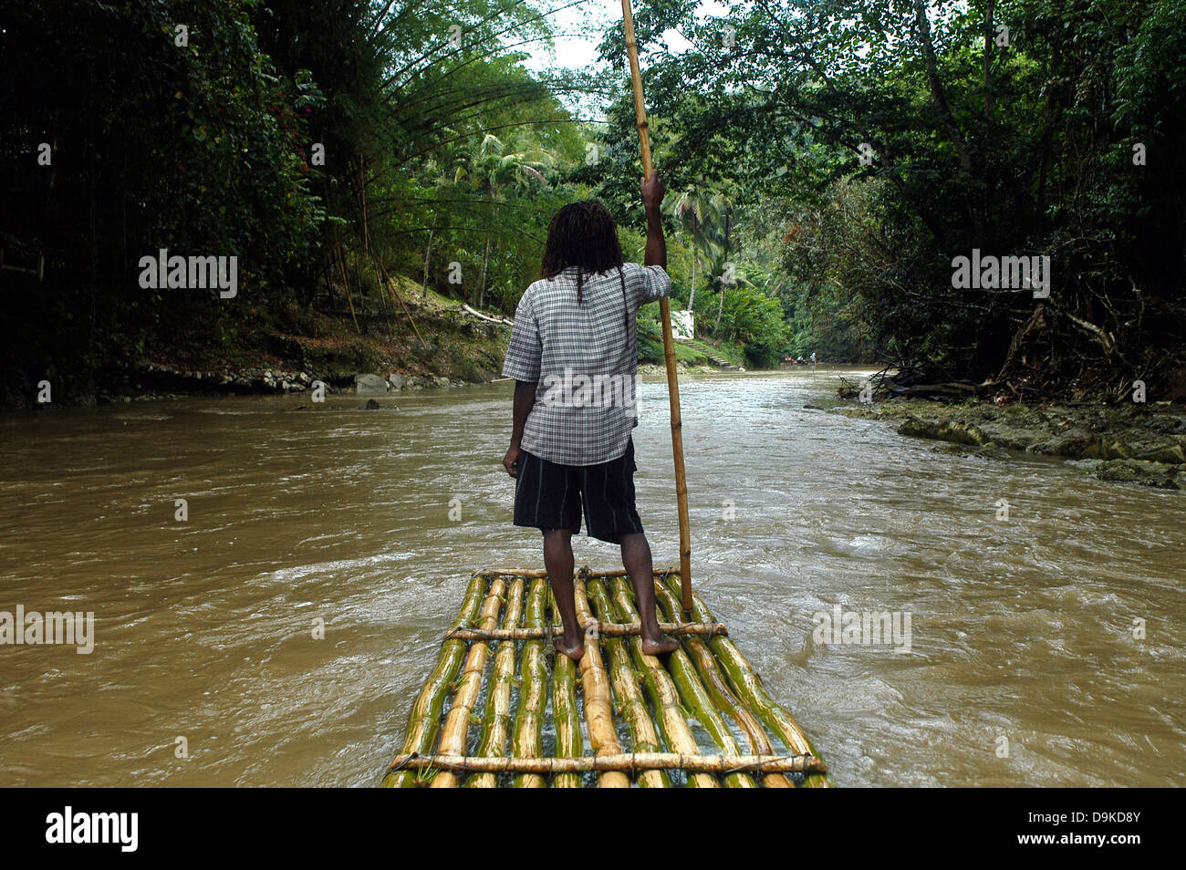 Bamboo rafting at the Great River, near Lethe Village, Jamaica Stock ...