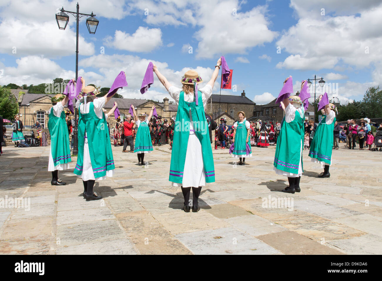 Female Morris dancers at Skipton, north Yorkshire, England Stock Photo ...