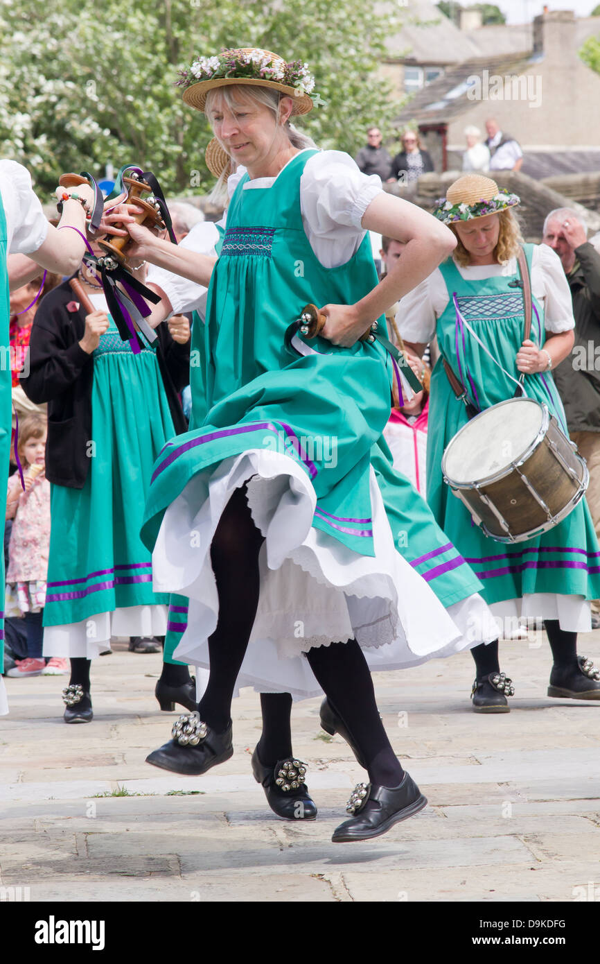 Female Morris dancers at Skipton, north Yorkshire, England Stock Photo ...