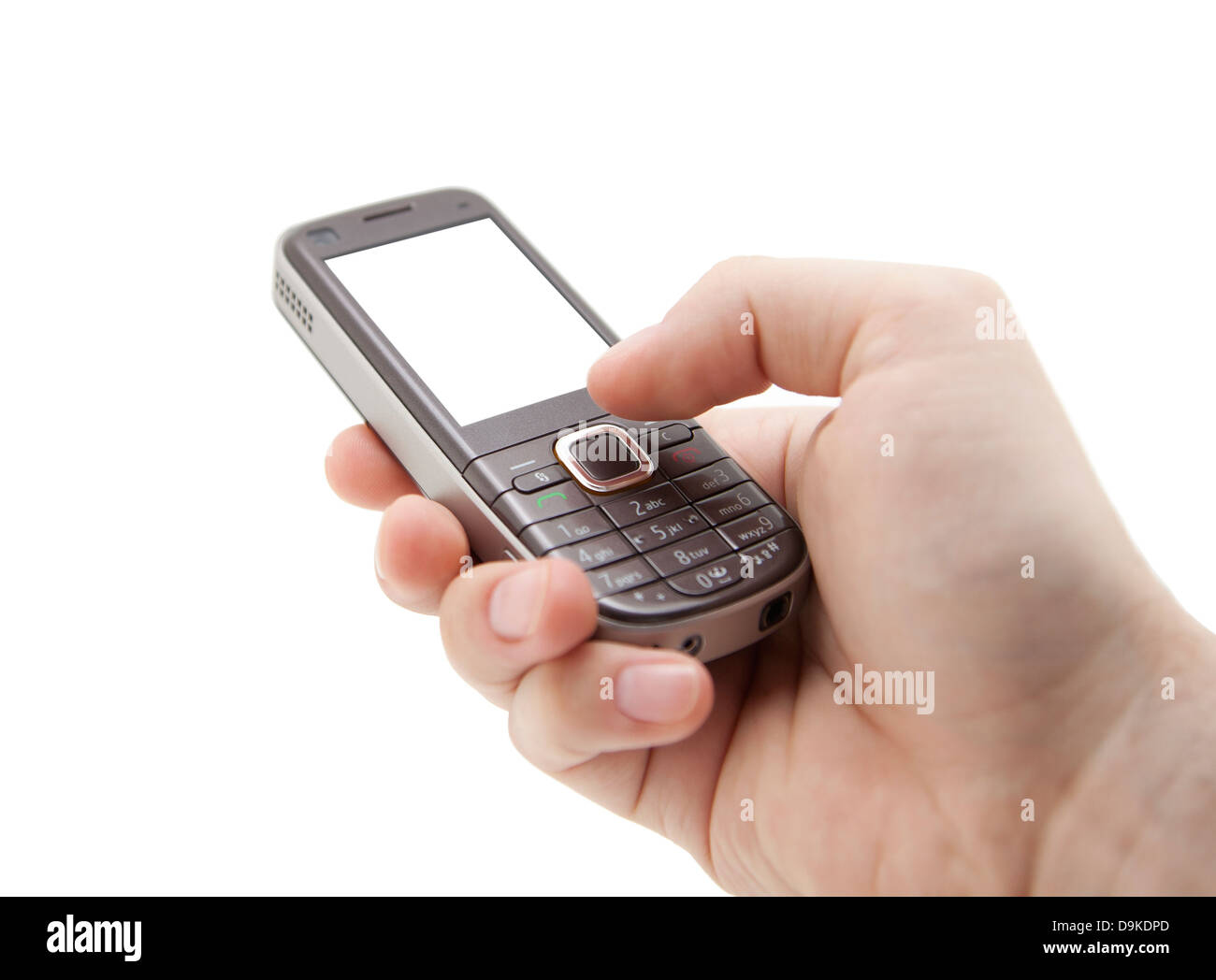 Mobile phone in hand with clipping path Stock Photo - Alamy