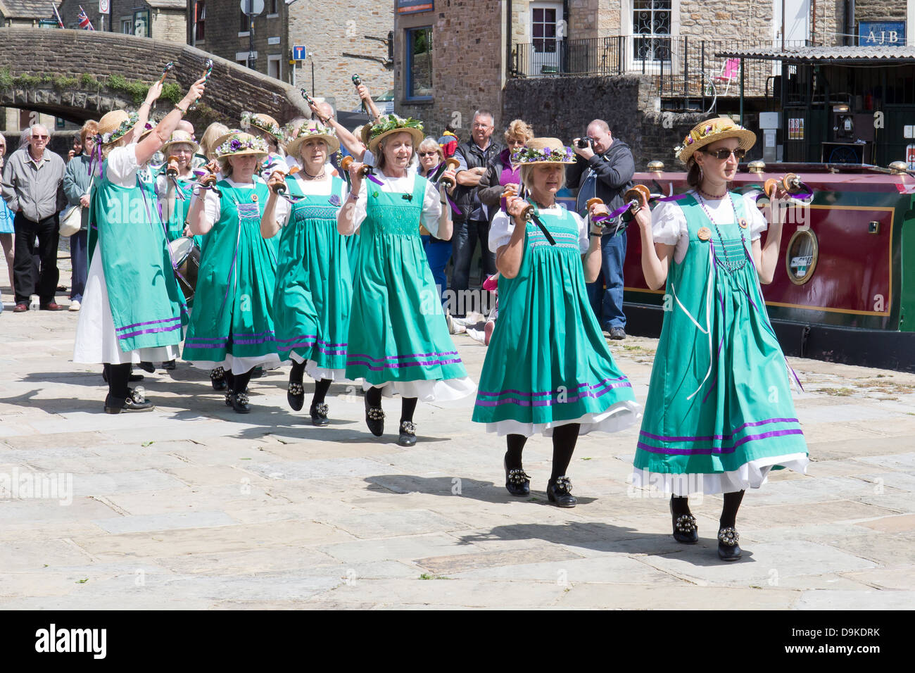 Female Morris dancers at Skipton, north Yorkshire, England Stock Photo ...