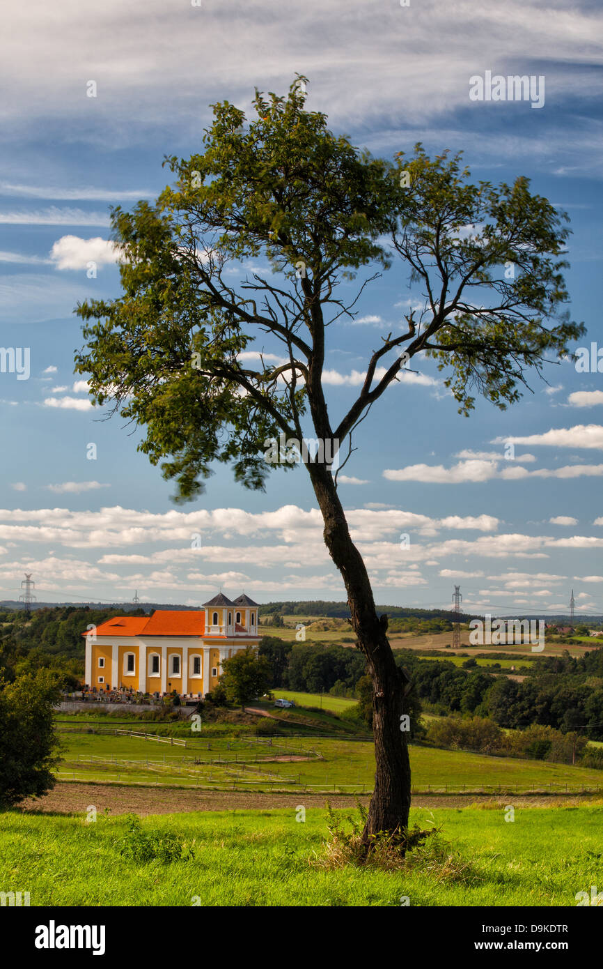 On the pasture near the renovated church and cemetery Stock Photo - Alamy