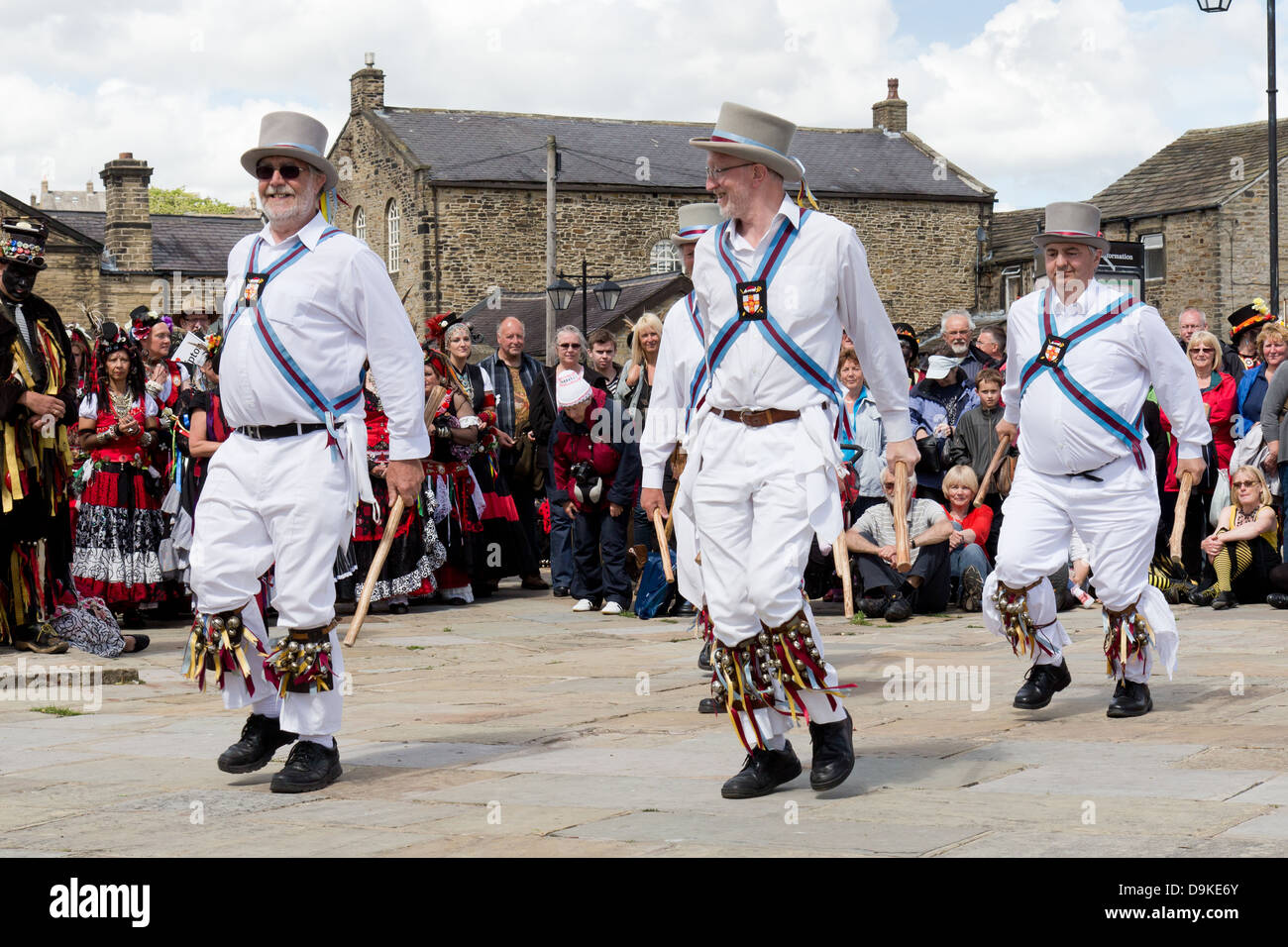 male Morris dancers at Skipton, North Yorkshire, England Stock Photo ...