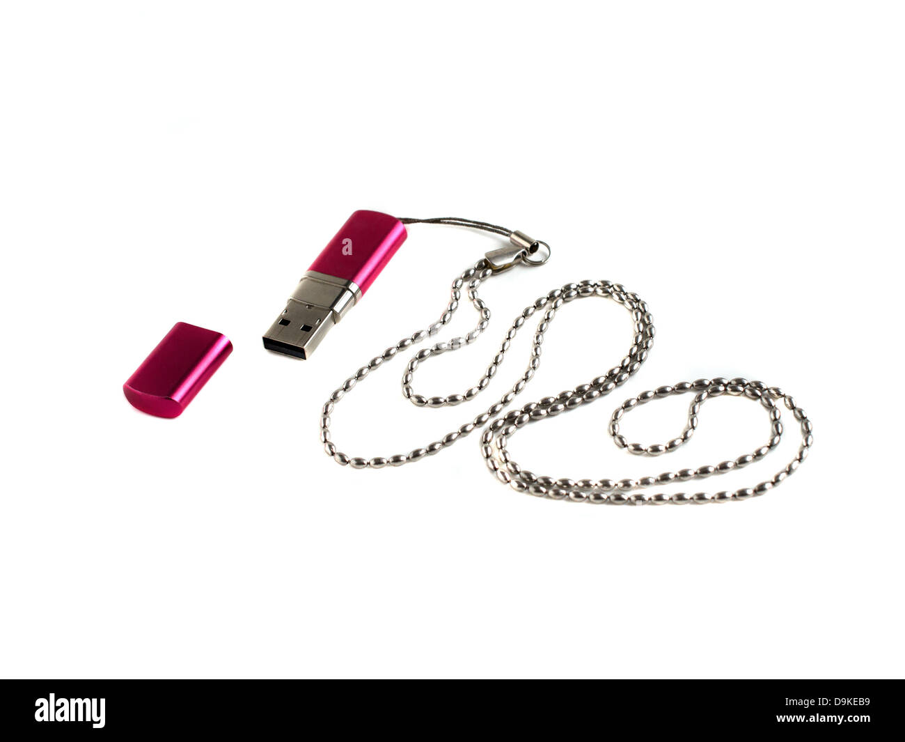 USB flash drive on a long chain on a white background Stock Photo - Alamy