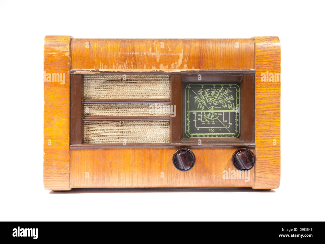 Old wooden radio isolated on white Stock Photo - Alamy
