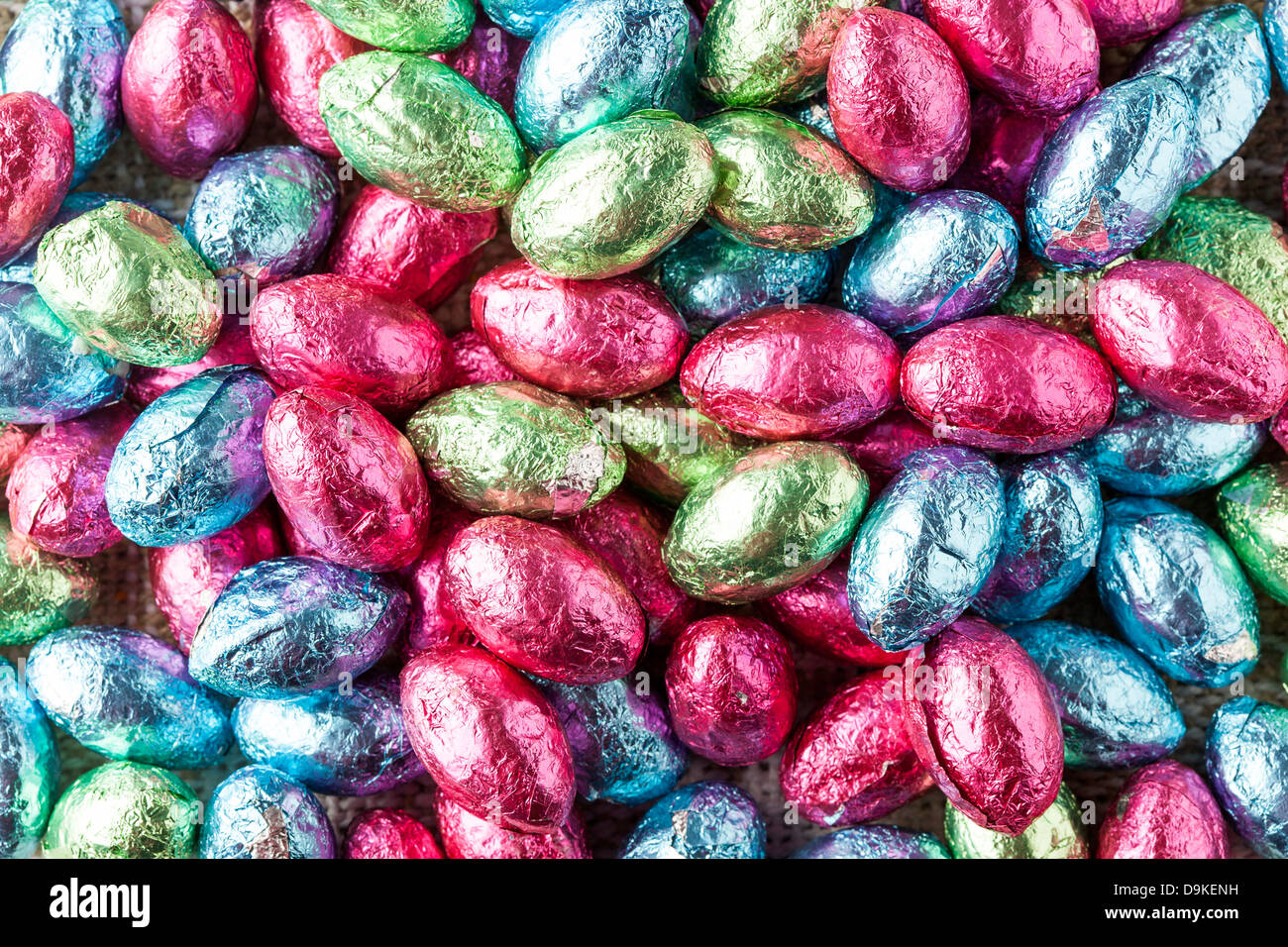 Colorful Chocolate Easter Egg Candy wrapped in foil Stock Photo - Alamy