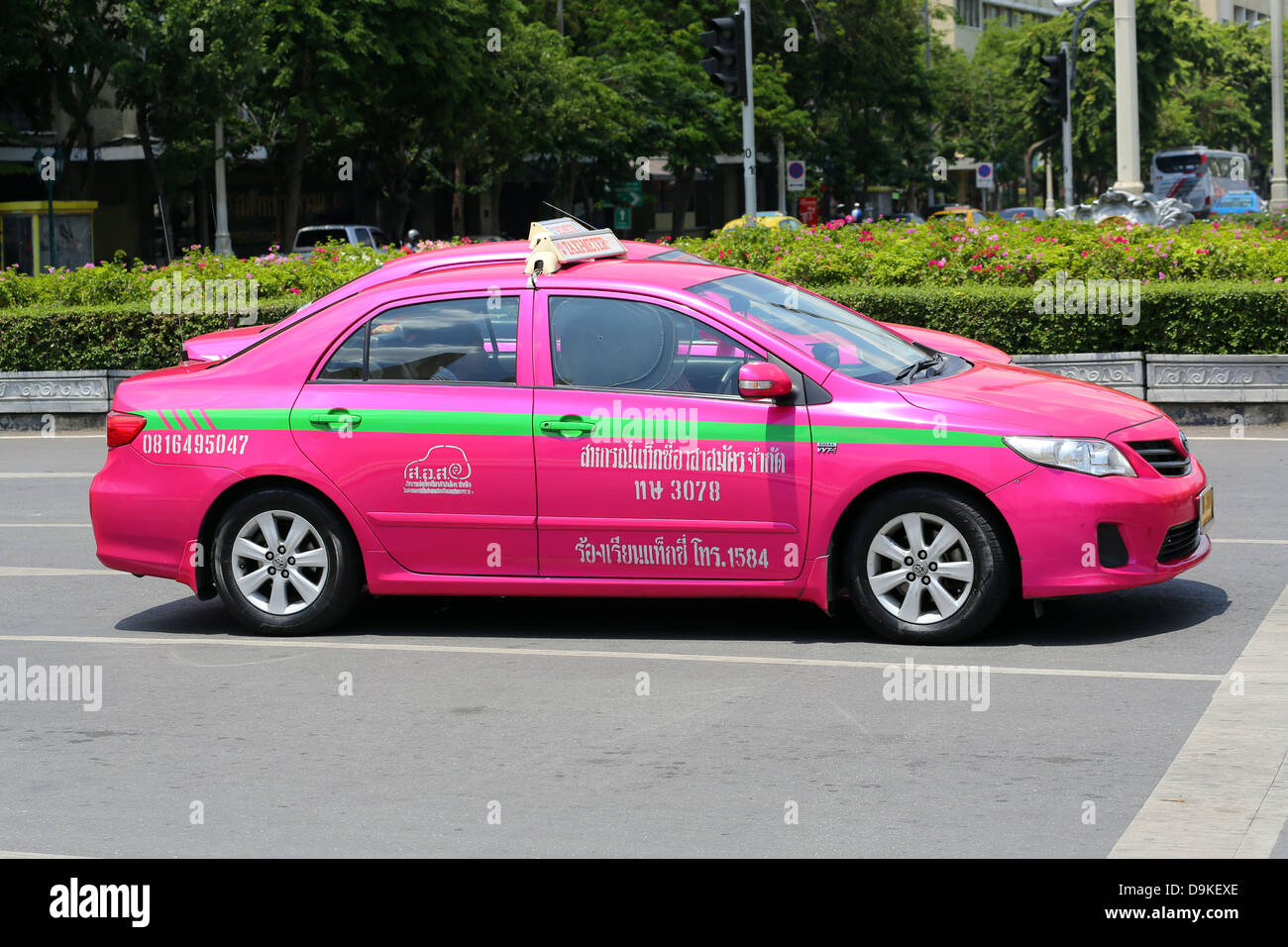 Pink Thai taxi cab, Bangkok, Thailand Stock Photo, Royalty Free Image ...